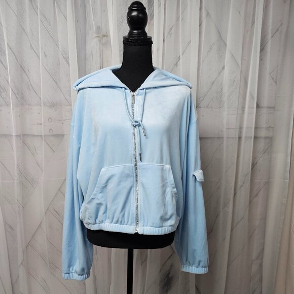 No Boundaries | Tops | No Boundaries Blue Y2k Velour Hooded Track Jacket Street Wear Club Hip ...